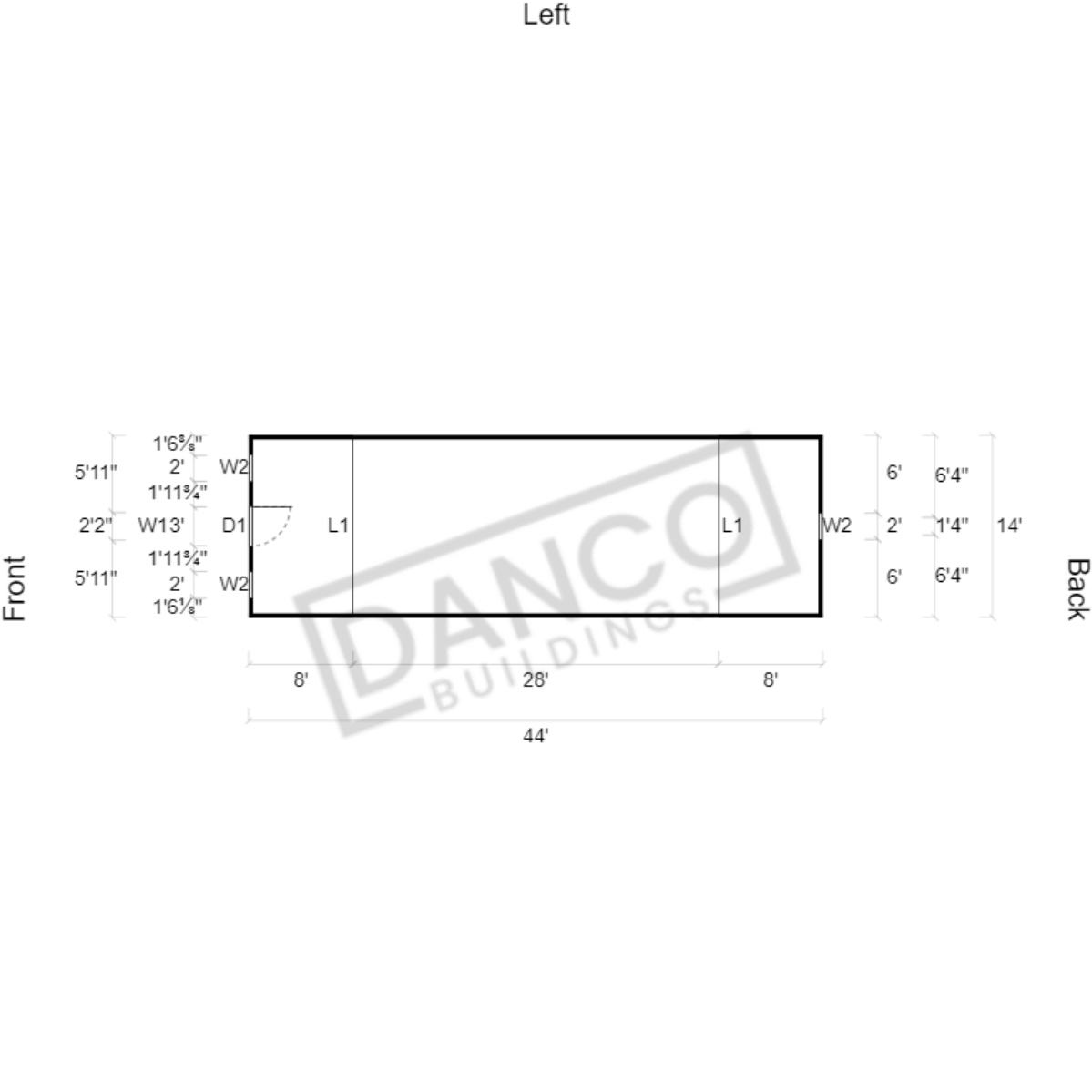 Lofted Barn 14x44 - DANCO Buildings