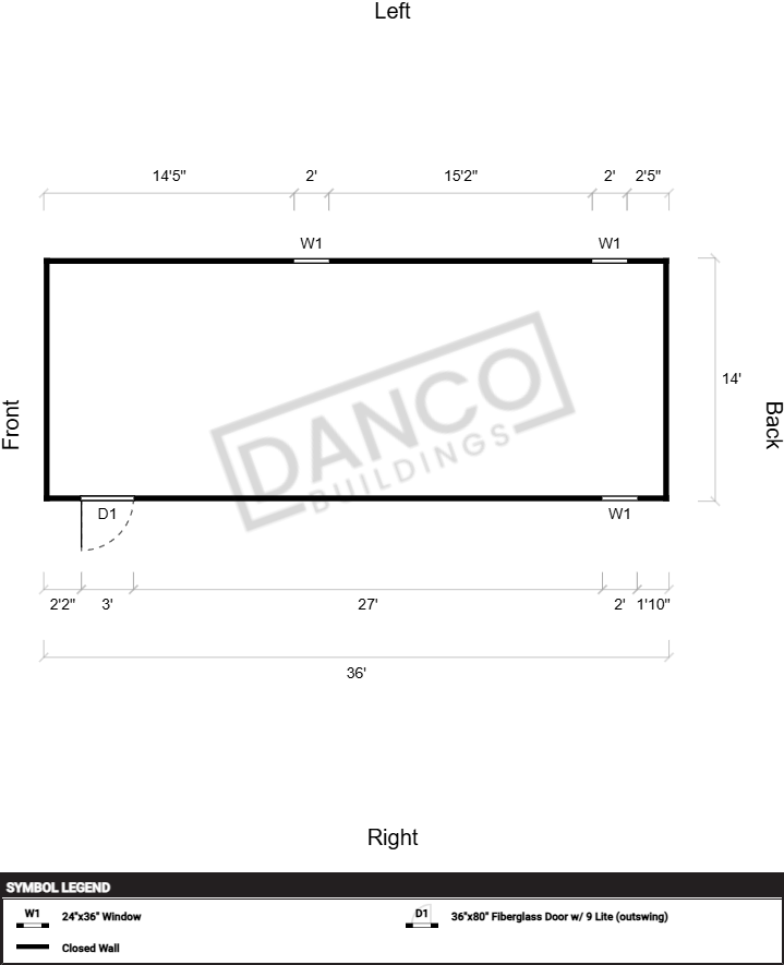 Utility Shed 14x36/240557 - DANCO Buildings