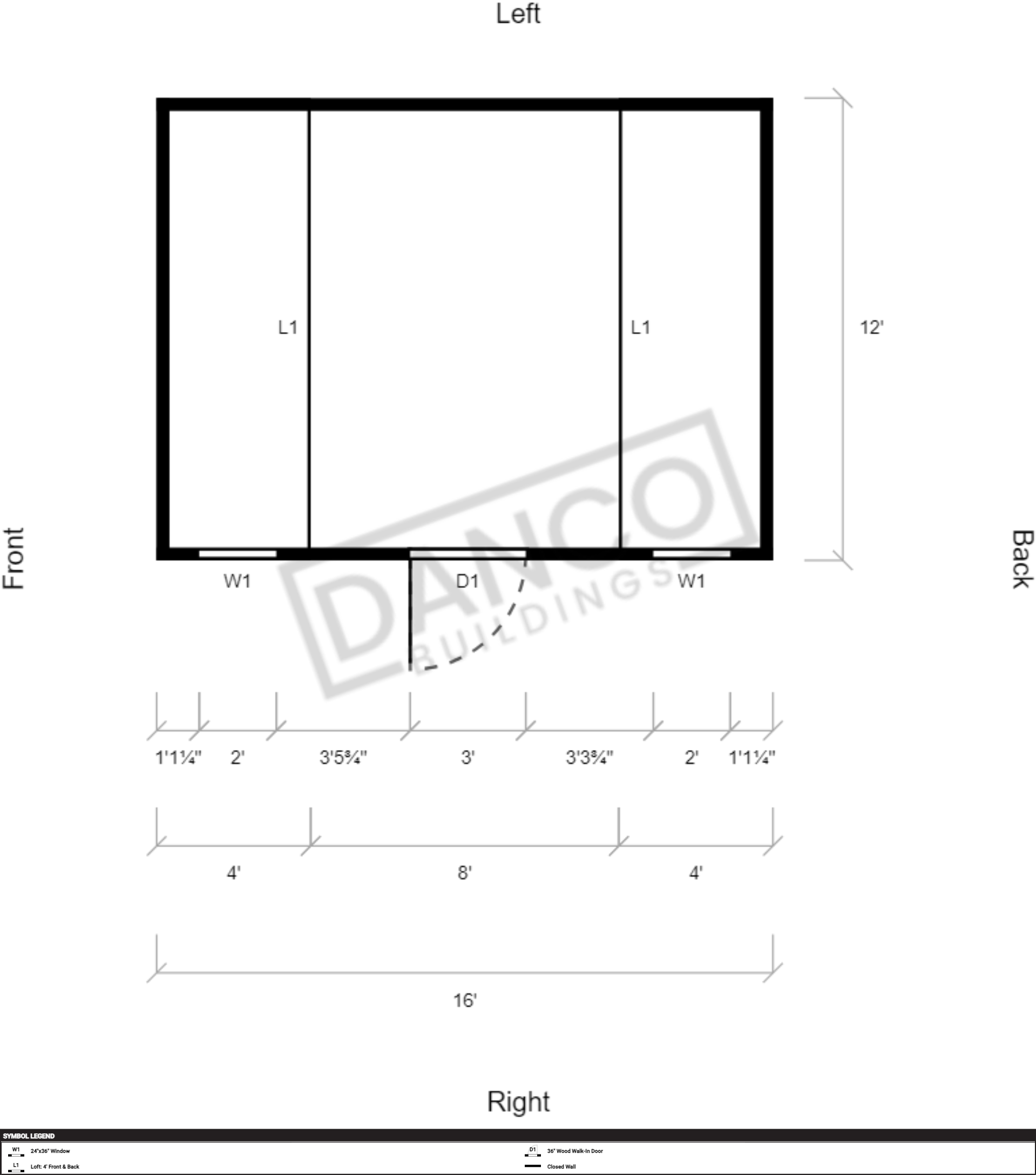 Side Lofted Barn 12x16 DANCO Buildings