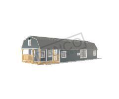 Wraparound Porch Lofted Barn Cabin 16x50 - DANCO Buildings
