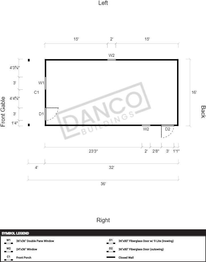 Standard Cabin 16x36 - DANCO Buildings