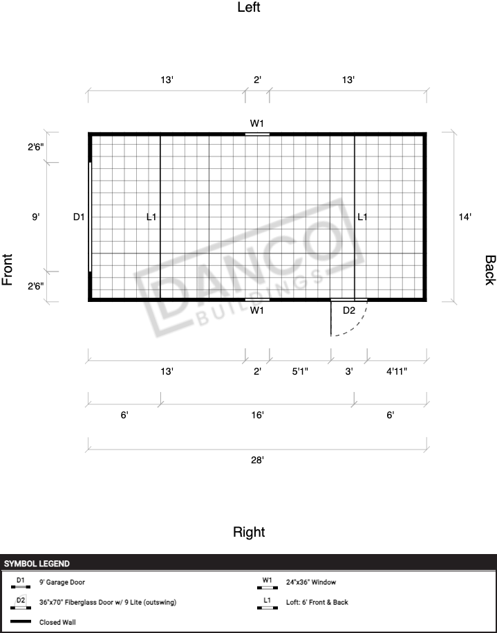 Lofted Barn Garage 14x28 - DANCO Buildings