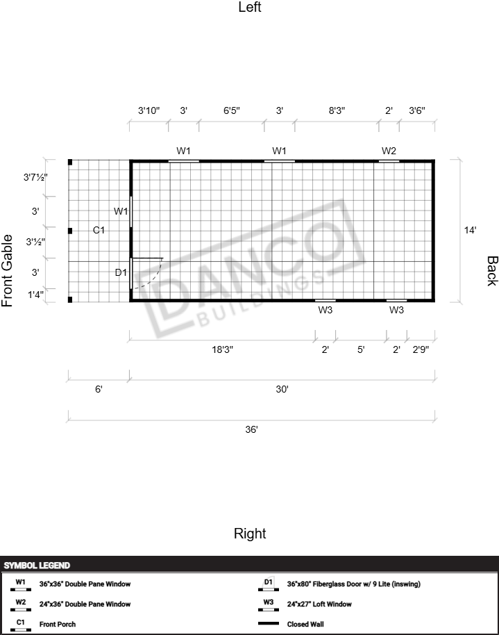 Standard Cabin 14x36 - DANCO Buildings